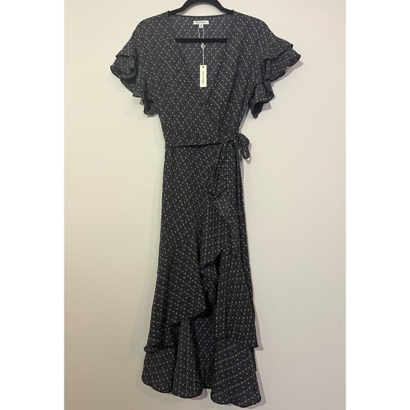 Max Studio | Dresses | Nwt Max Studio Wrap Dress Size S Black Pattern ...